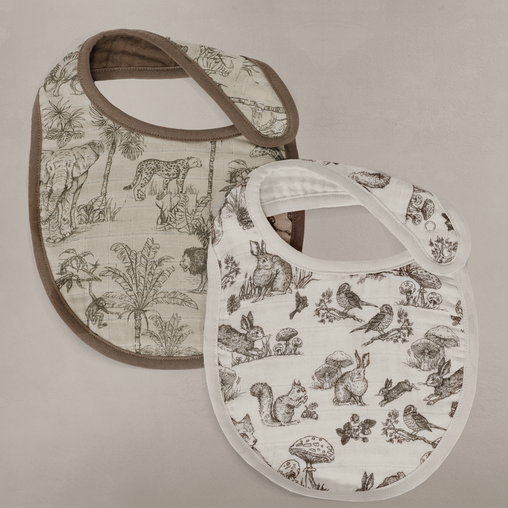 Vintage Safari & Woodland Nursery Muslin Bib Set | Nursery Collections ...
