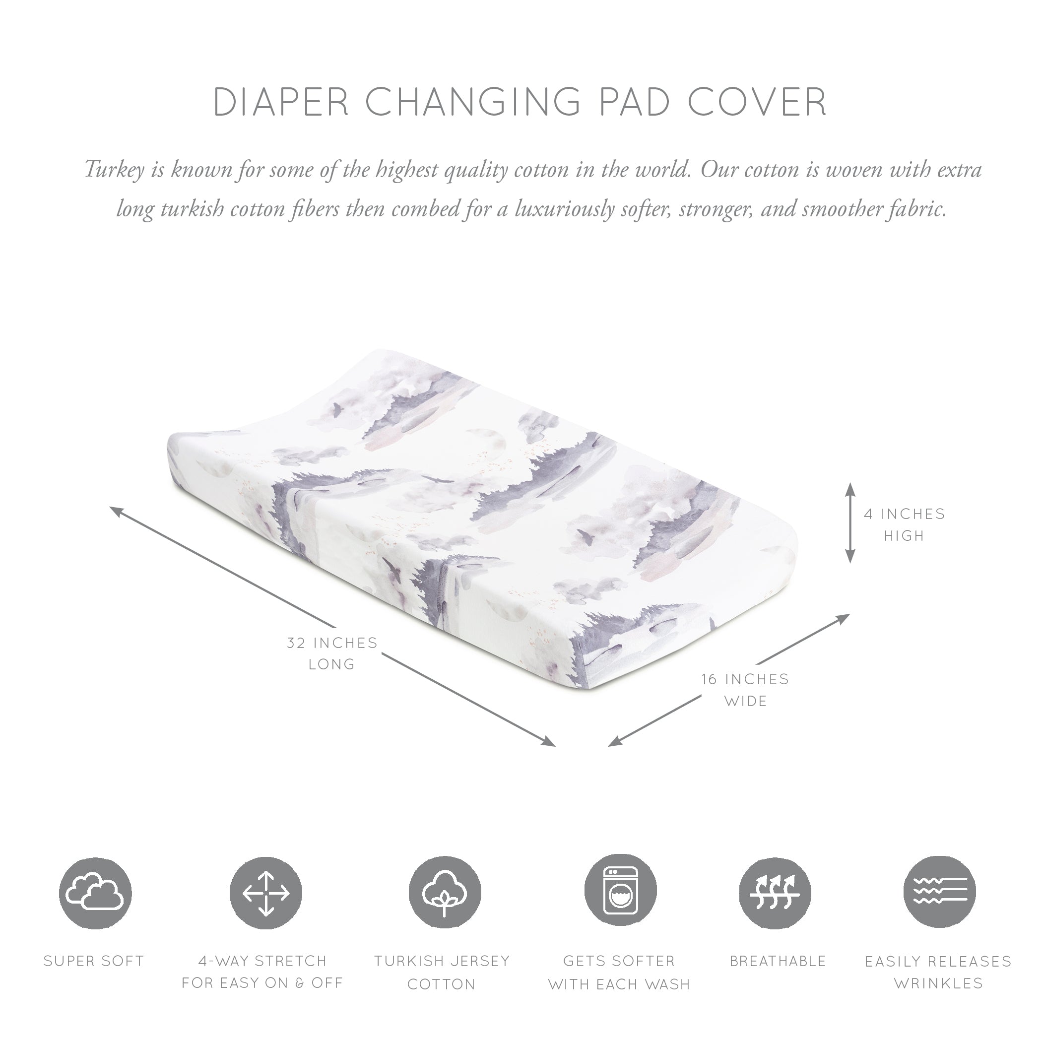 Misty Mountain Changing Pad Cover | Oilo™ Studio
