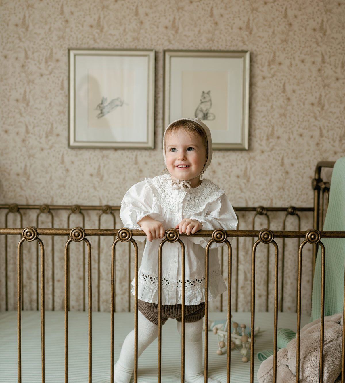 Sage Green Striped Nursery Bedding Collection | Oilo™ Studio