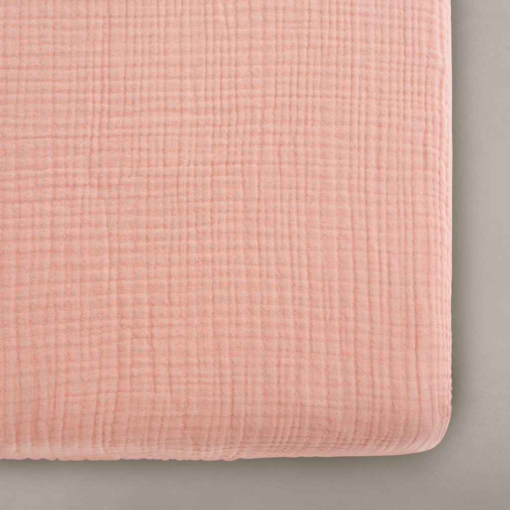 Rosette' Pink Muslin Crib Sheet | Nursery Bedding | Oilo™ Studio