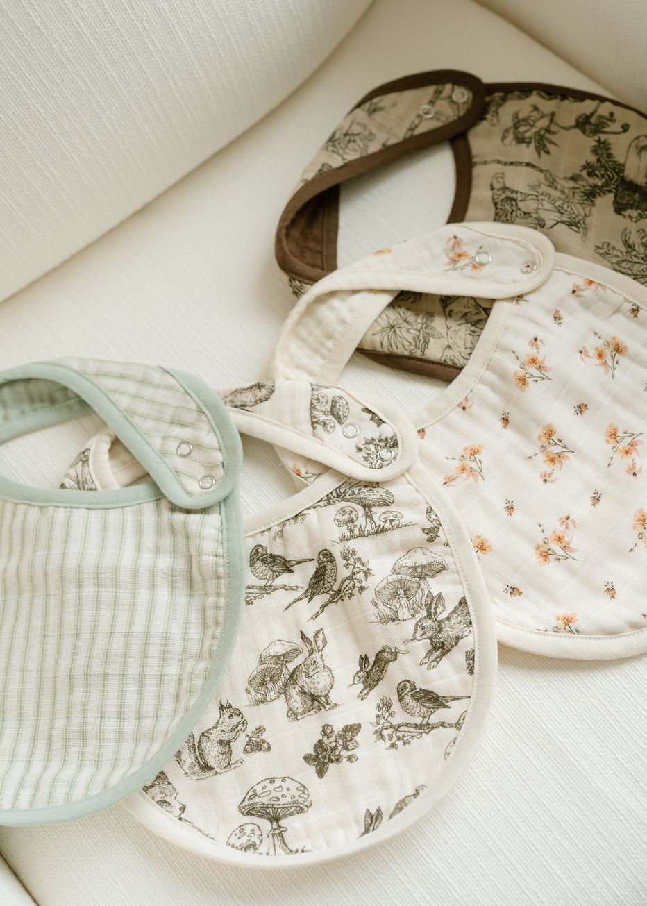 Vintage Safari & Woodland Nursery Muslin Bib Set | Nursery Collections ...