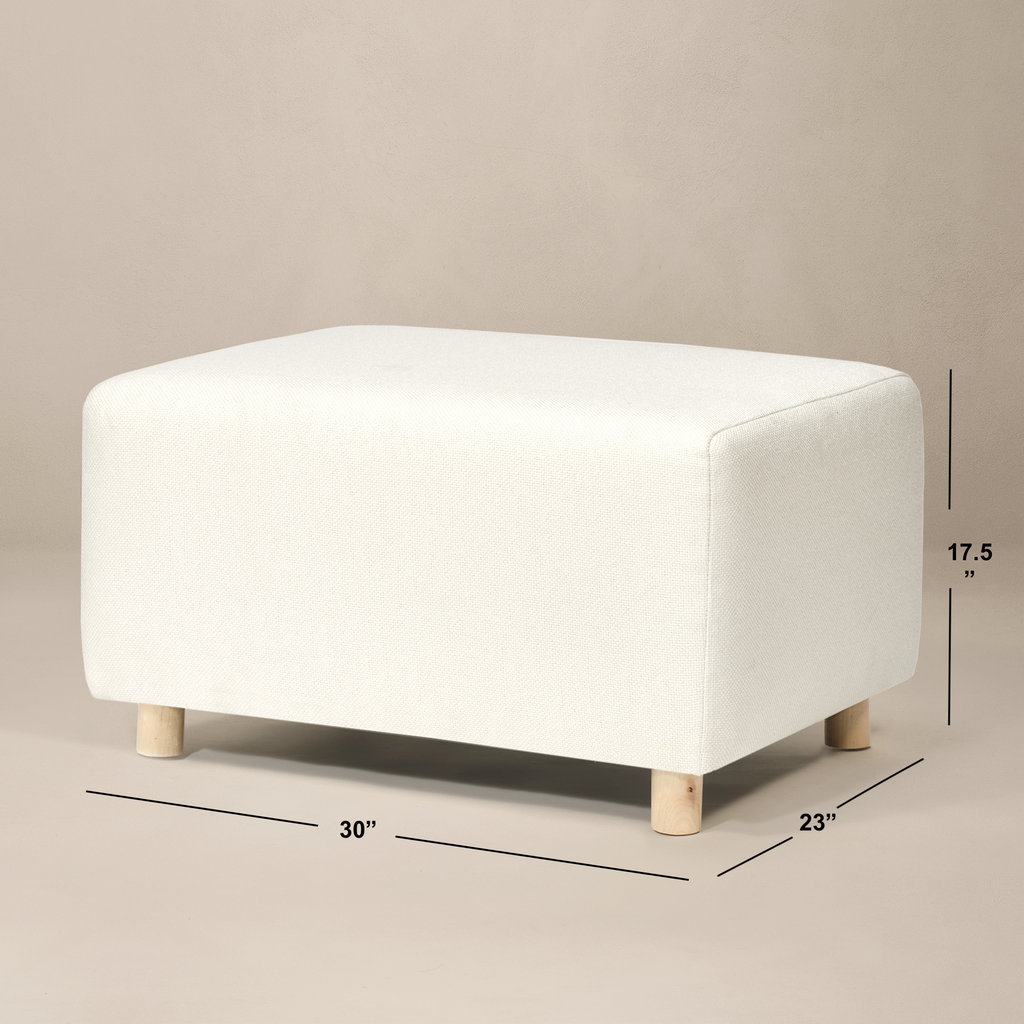 Large Stationary Rectangle Ottoman with Wood Legs | Oilo™ Studio