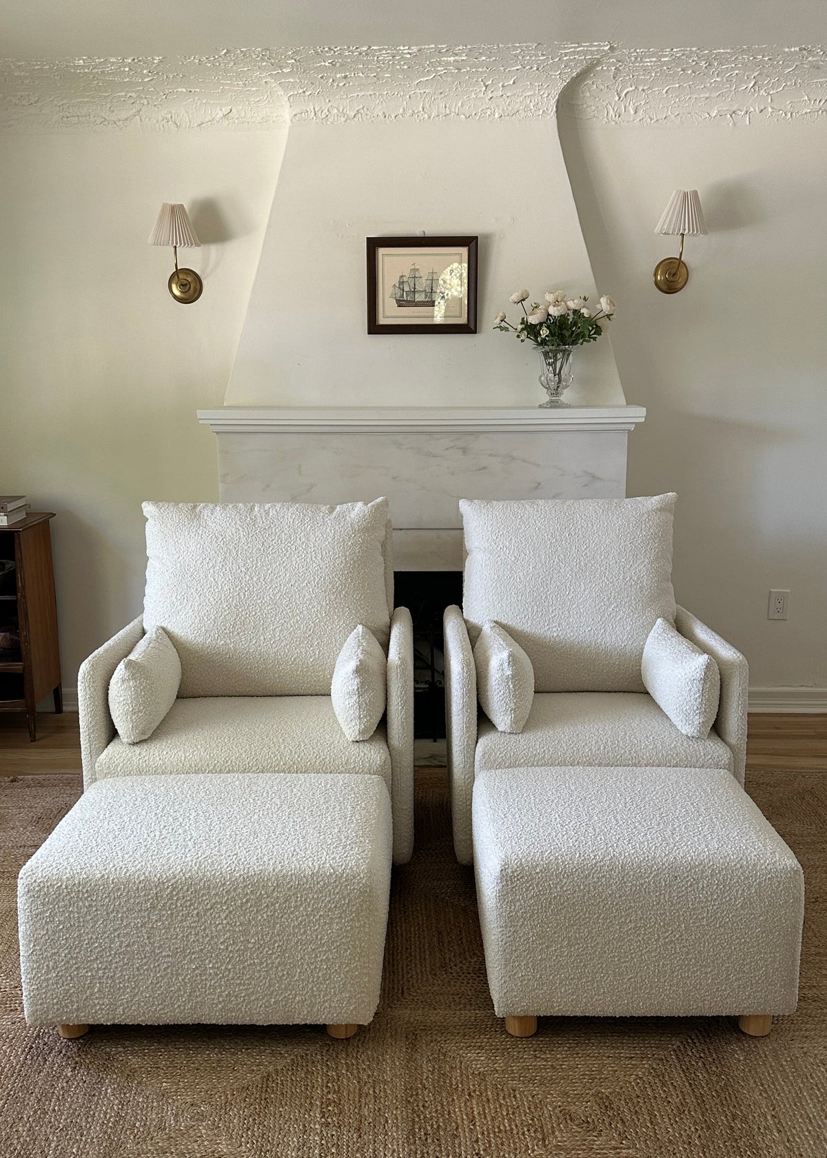 Ollie: Chair and Half Stationary Rectangle Ottoman with Wood Legs ...