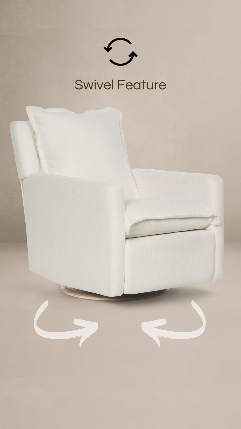 High Performance Ivory | Flynn | Swivel Nursery Recliner | Oilo™ Studio
