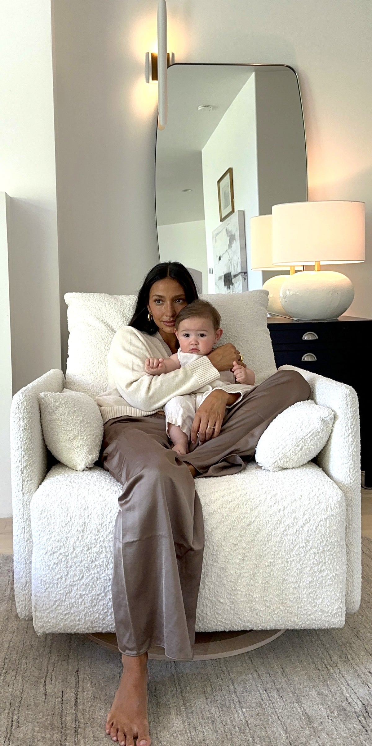 High Performance Bouclé Oyster | Ollie: A Chair and a Half | Swivel ...